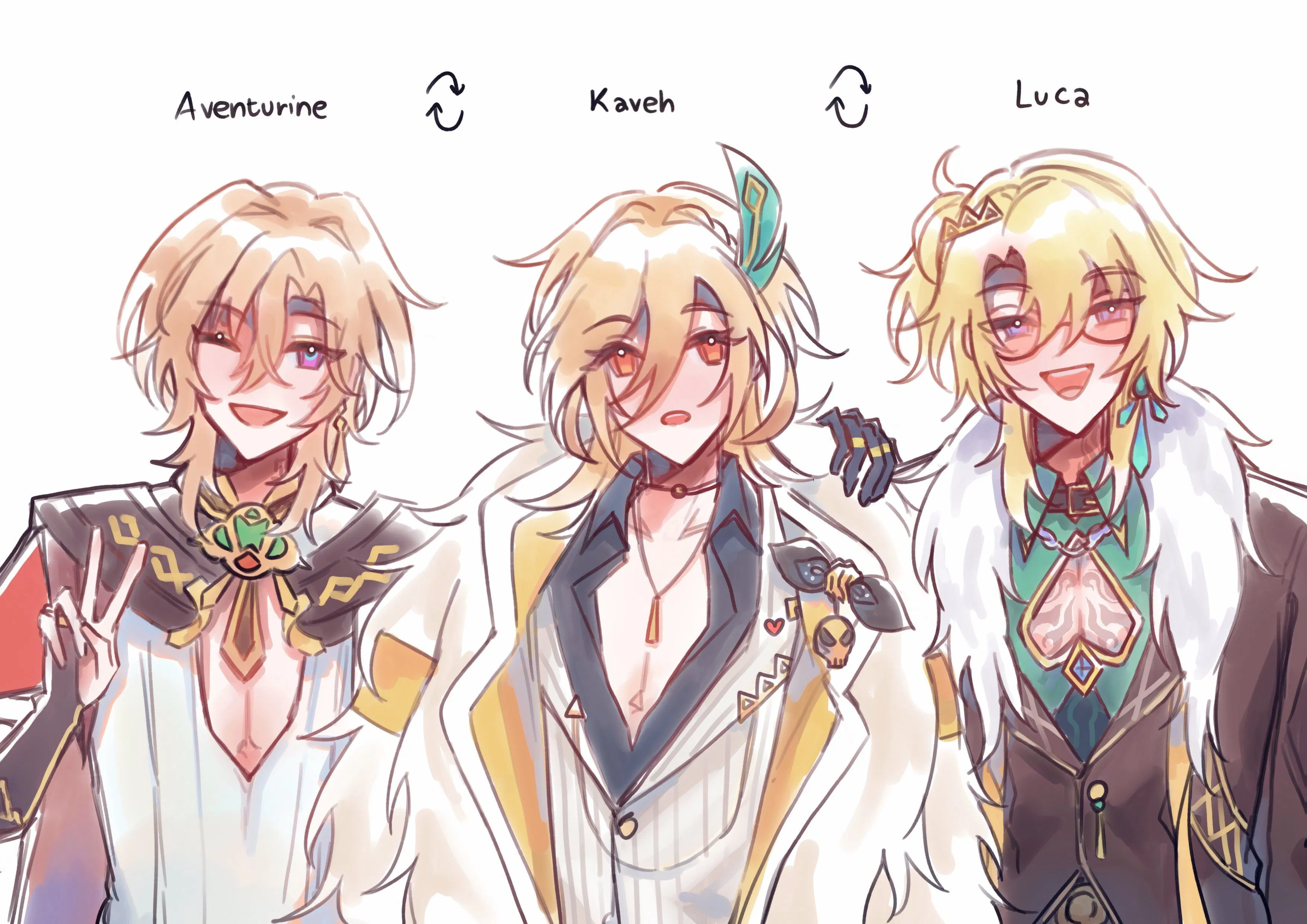 aventurine 🔁 kaveh 🔁 luca Genshin Impact | HoYoLAB