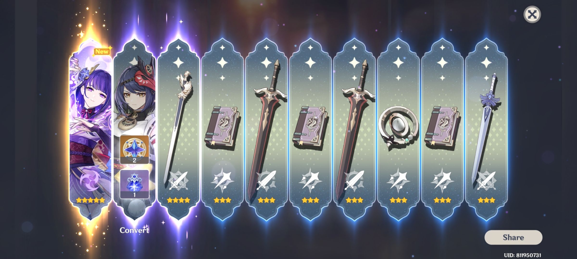 I did simple ritual for Raiden and got her. Neglect pity 60 that from ...