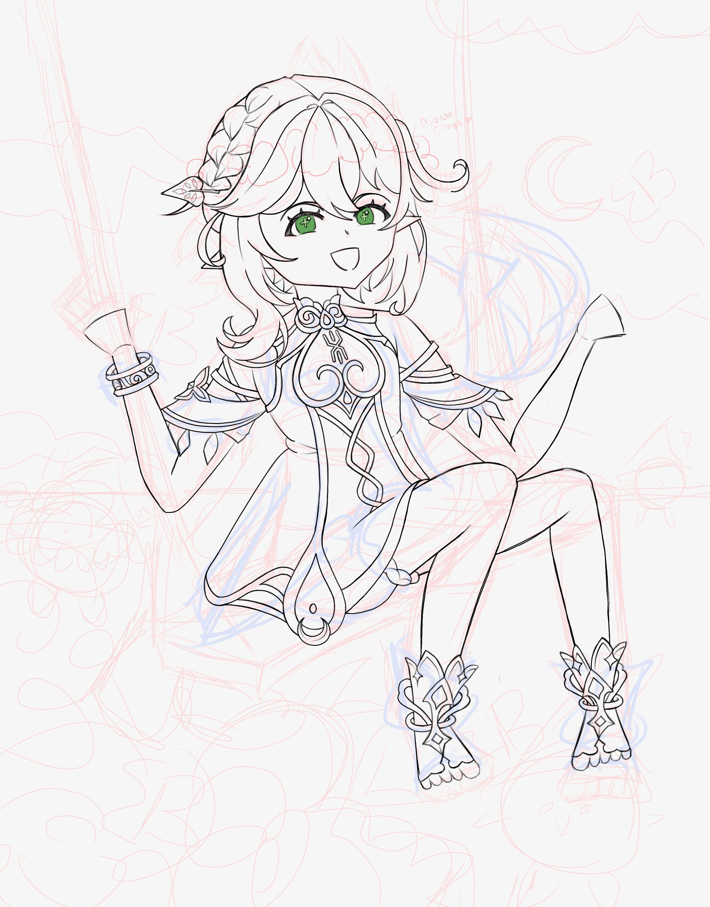 Nahida drawing wip