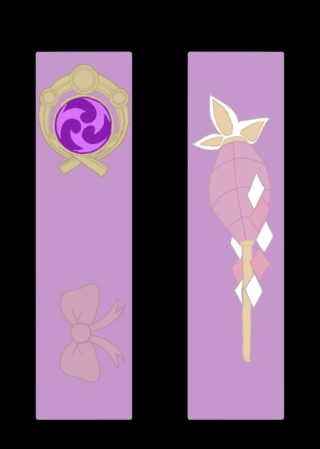 My art and a book mark with back and front side Genshin Impact | HoYoLAB
