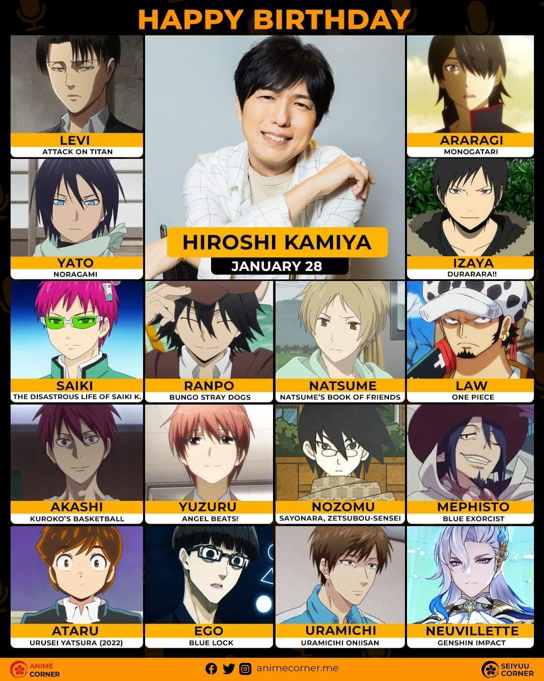 #Genshin HAPPY BIRTHDAY 🎉 KAMIYA HIROSHI (神谷 浩史) - CV của NEUVILETTE :3 Genshin Impact | HoYoLAB