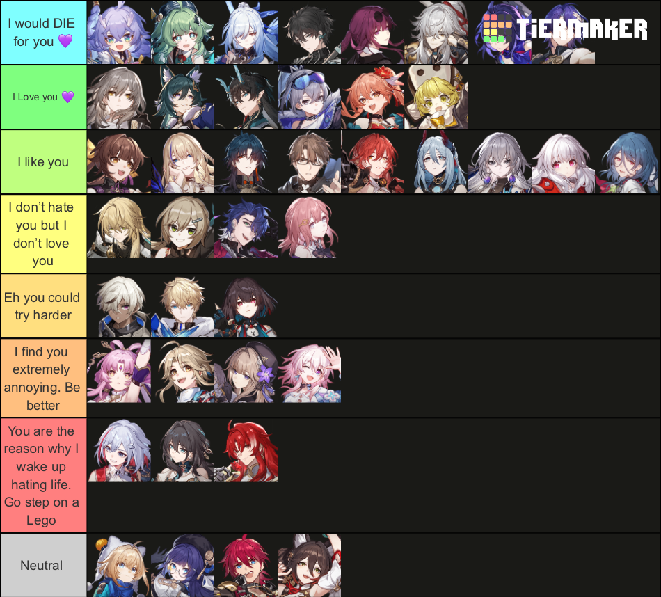 HSR tier list based off my love, like, and or disdain for them Honkai: Star Rail | HoYoLAB