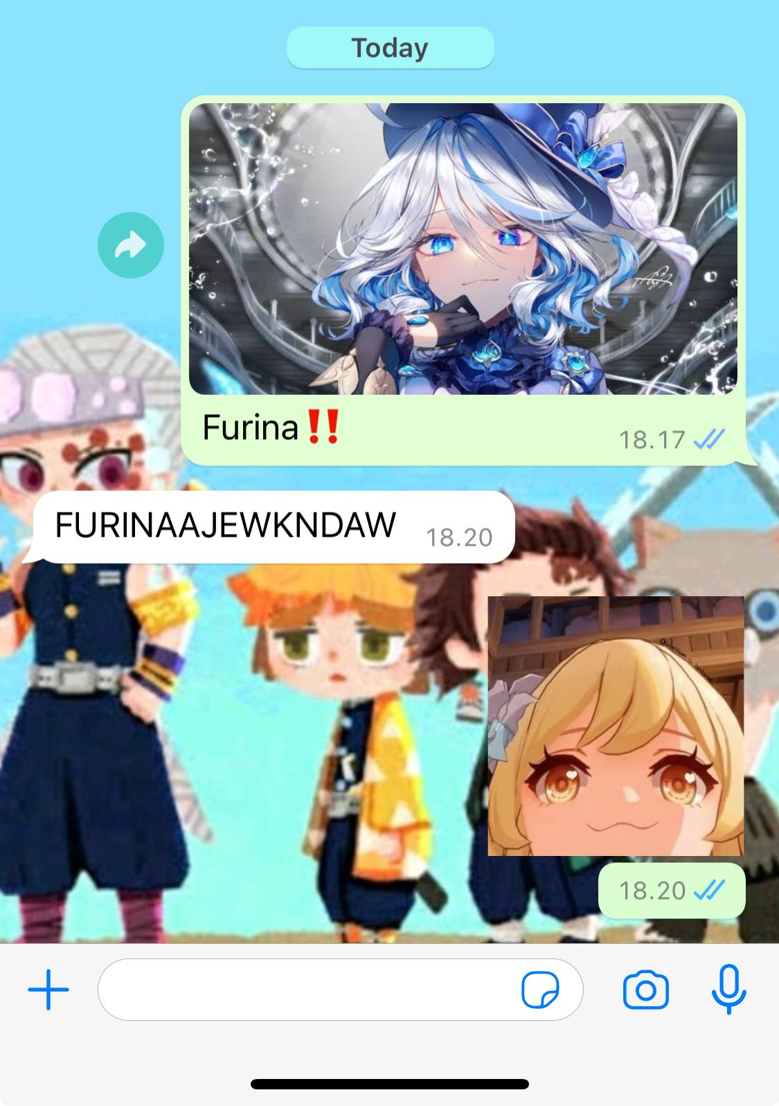 Day 7 of sending my friend Furina until she gets annoyed Genshin Impact ...