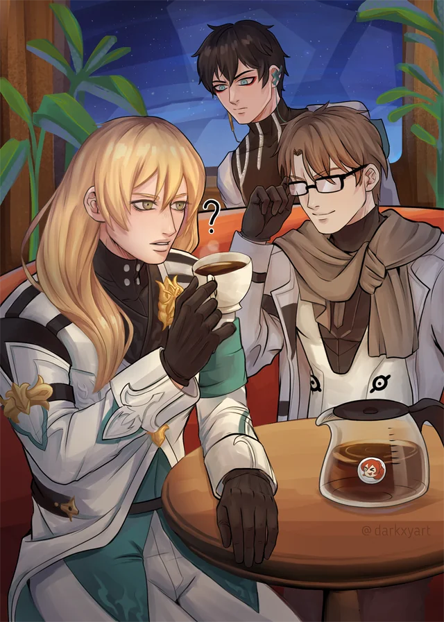 Welt treats Luocha to some of Himeko's specialty coffee☕ art by me ...