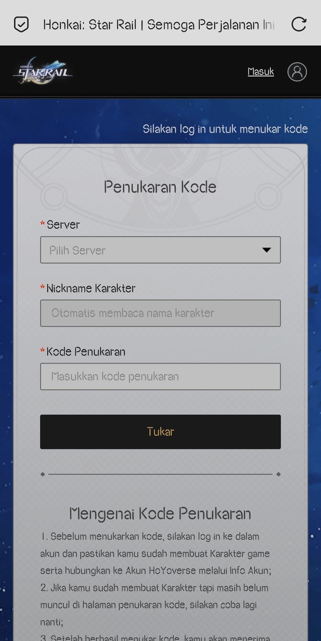 Tempat Redeem Code HSR(Link) Honkai: Star Rail | HoYoLAB