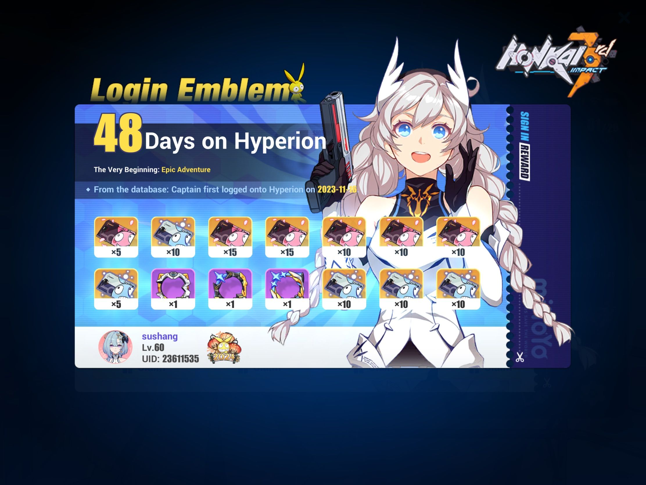 I reached captain level 60! This is my Hyperion so far Honkai Impact 3rd | HoYoLAB