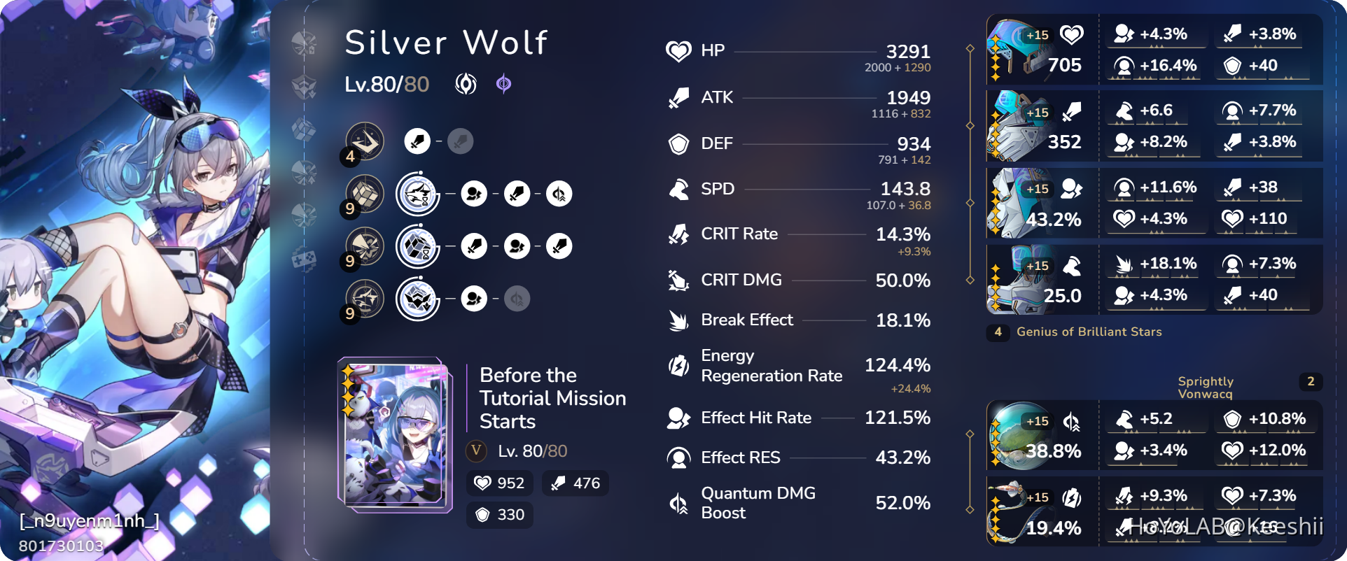 Suggestions for building stats and relics for Silver Wolf Honkai: Star ...