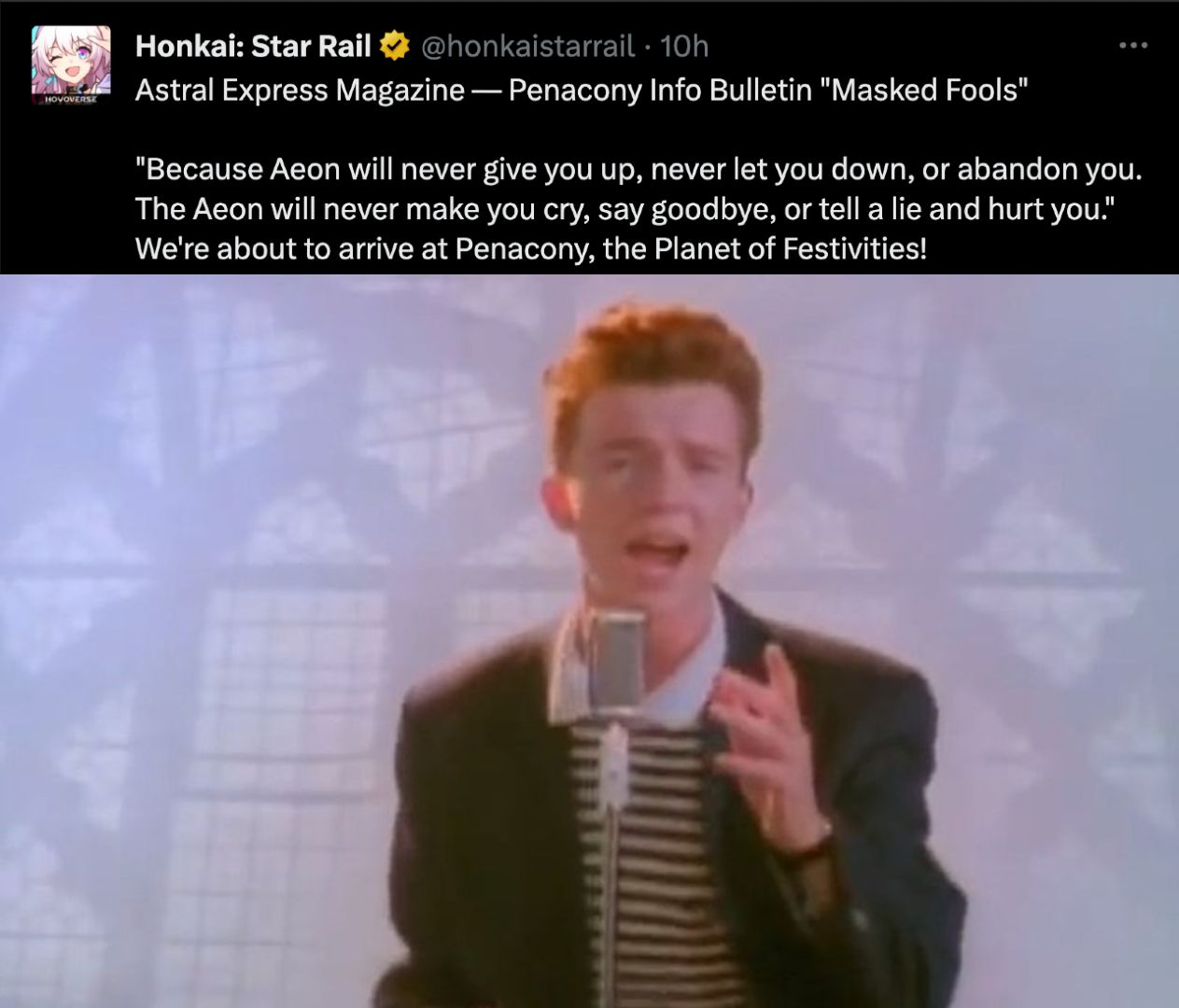 official hsr account rickrolled us Honkai: Star Rail | HoYoLAB