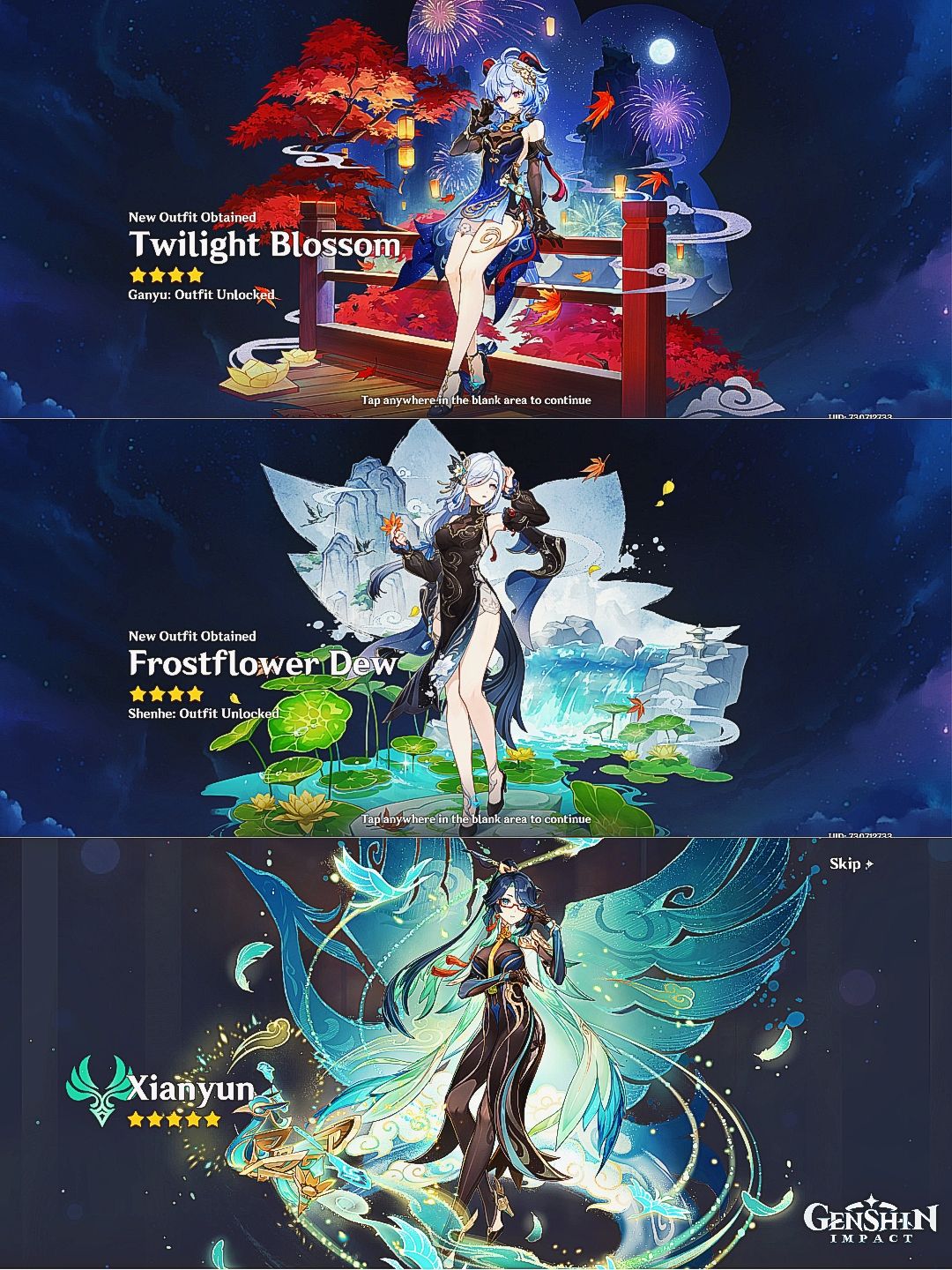 Got Ganyu and Shenhe skins as well as Xianyun! Genshin Impact | HoYoLAB