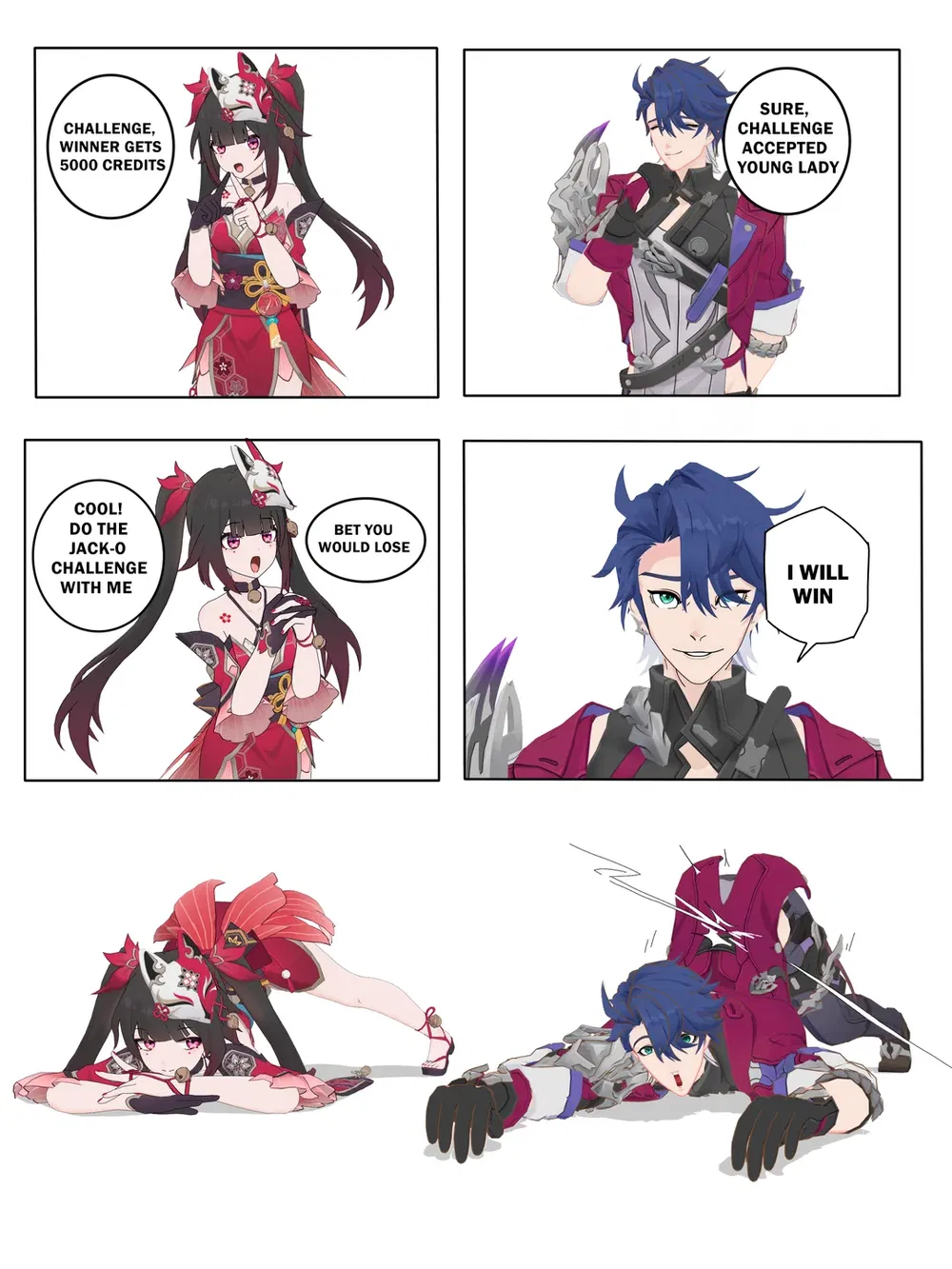 Sparkle challenged Sampo to do a Jack-O pose, because reasons... Honkai ...