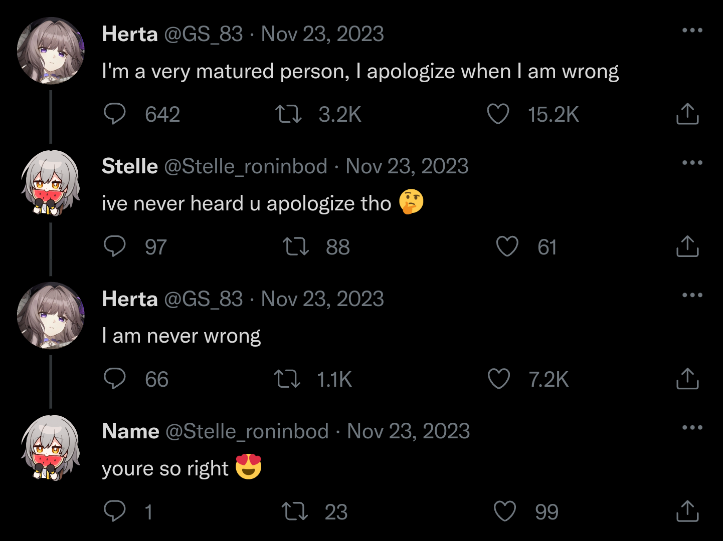 back on my StelleHerta shi anyway Stelle is always a simp for her in ...