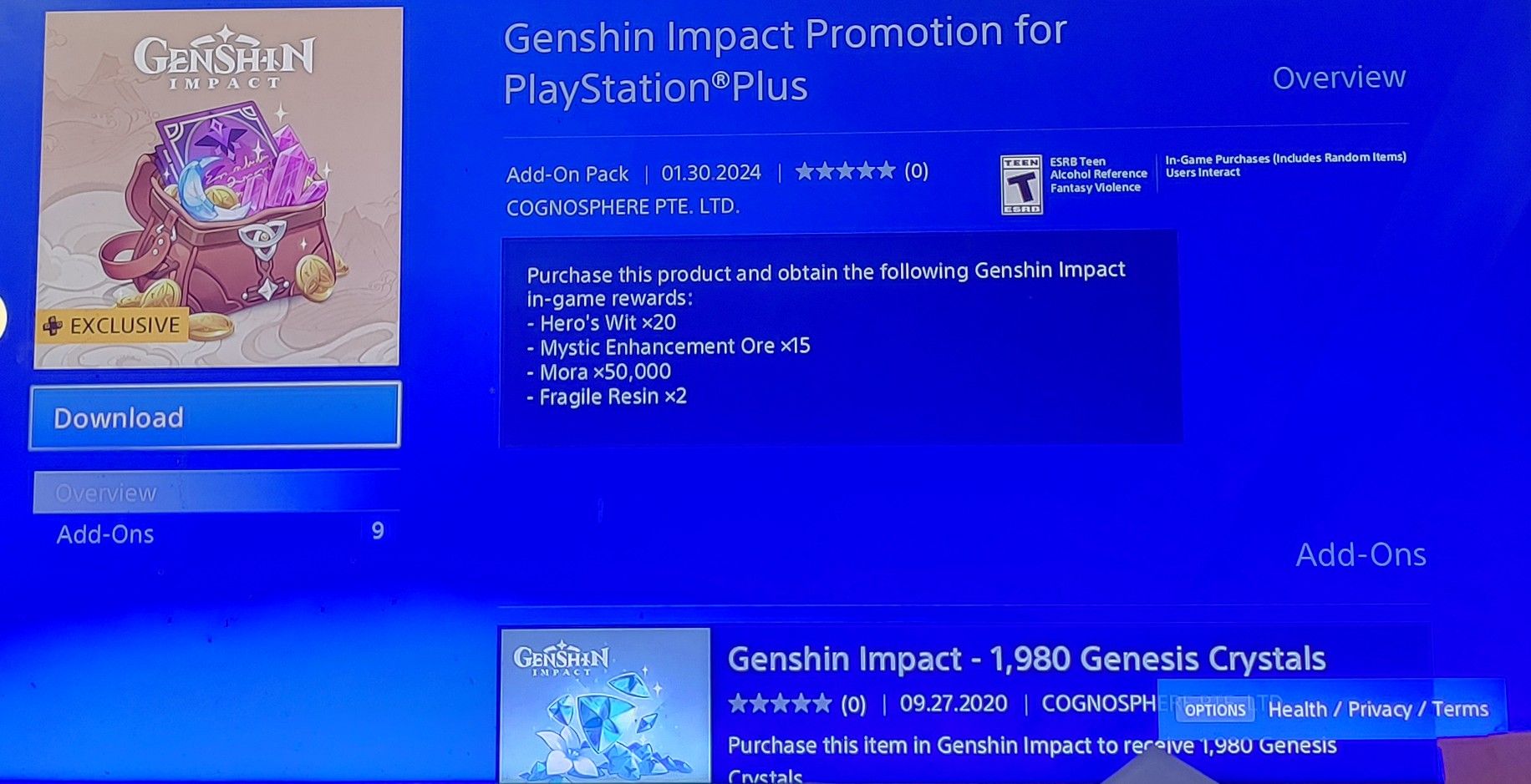 The new PS+ exclusive promotion pack is available!! Genshin Impact ...