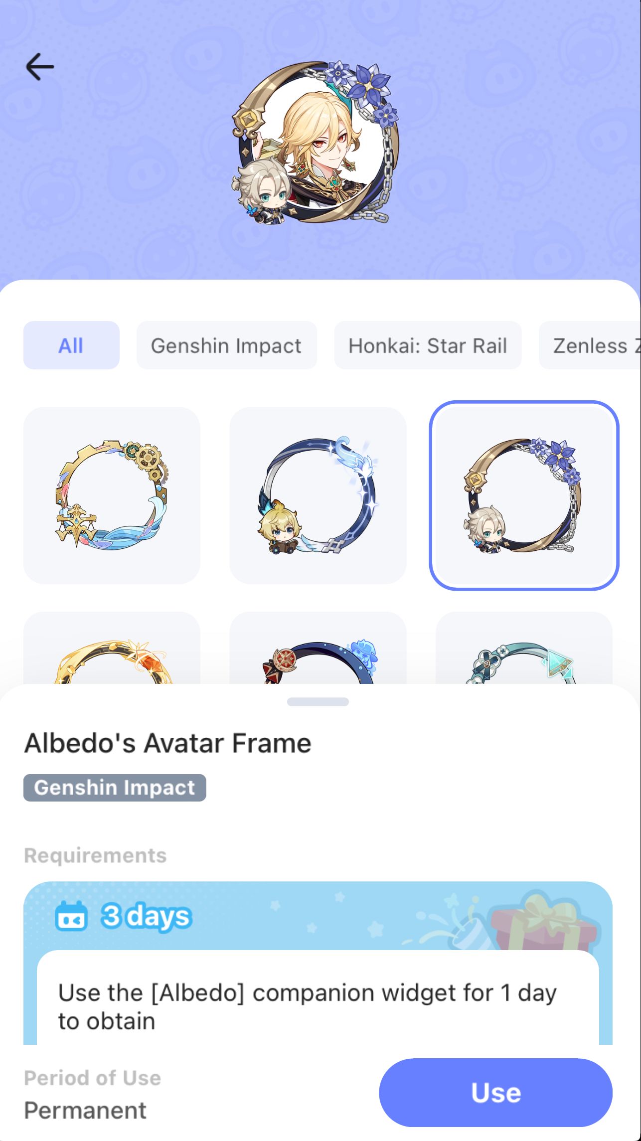 Characters Frame | Frame Collection #81-85 permanent version Genshin ...