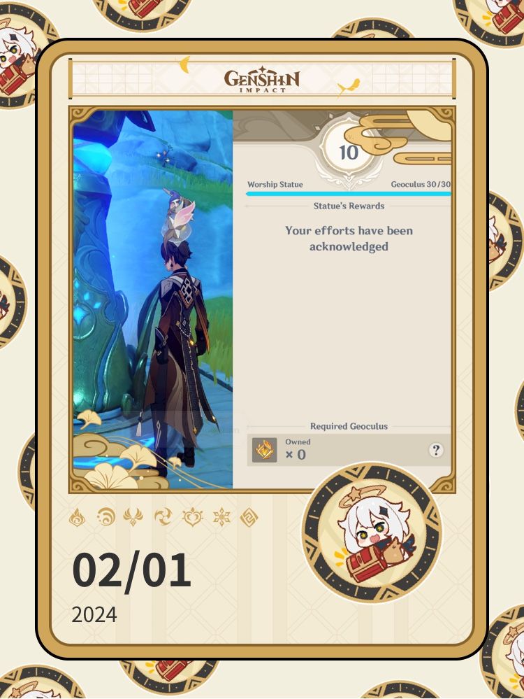 02/01 Diary - morax statue maxed~ Genshin Impact | HoYoLAB
