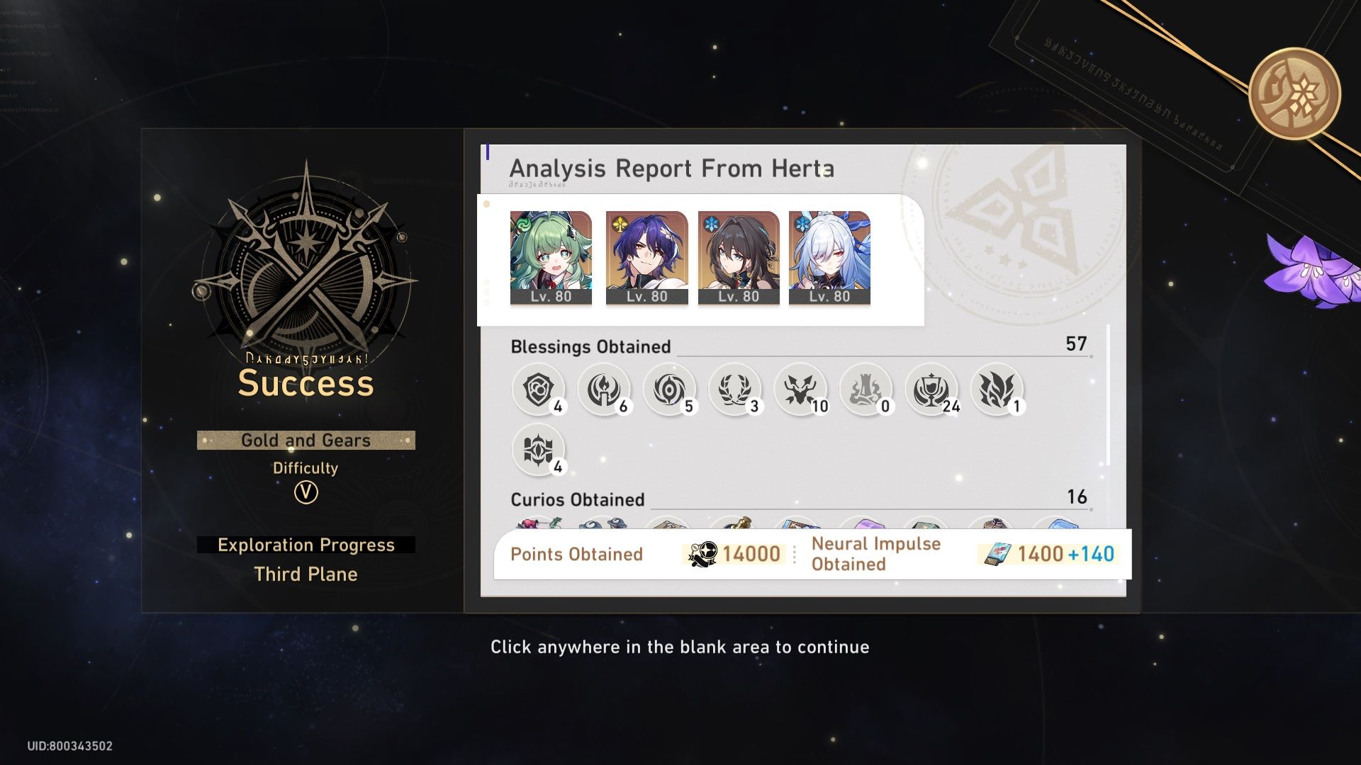 Finished SU Gold and Gears Difficulty 5 with Dr Ratio Ruan Mei and ...