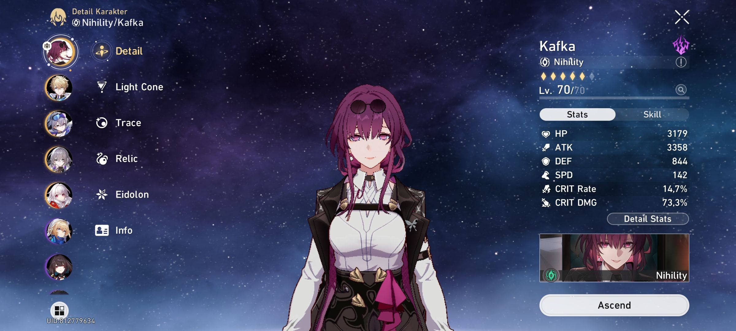 Guaranteed kafka in 154 pull and sign lc in 140 pull Honkai: Star Rail ...