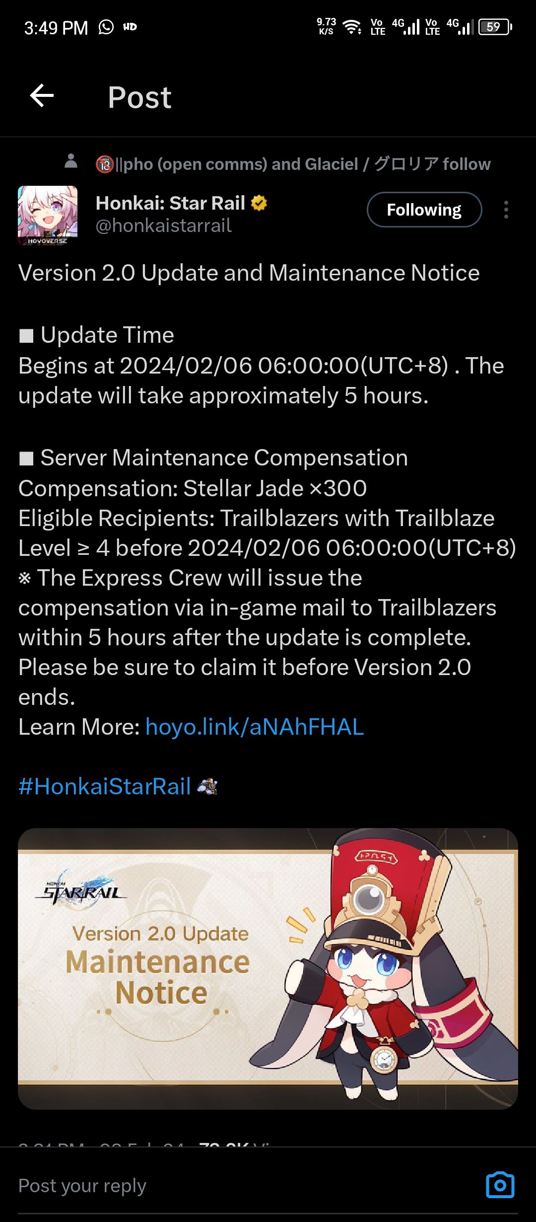 HSR new announcement about version 2.0 Honkai: Star Rail | HoYoLAB