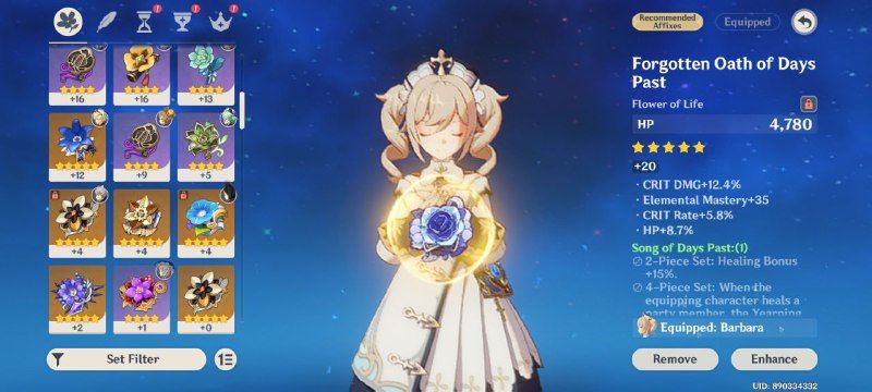 idk why but my barbara artifacts are better than my navia artifacts ...