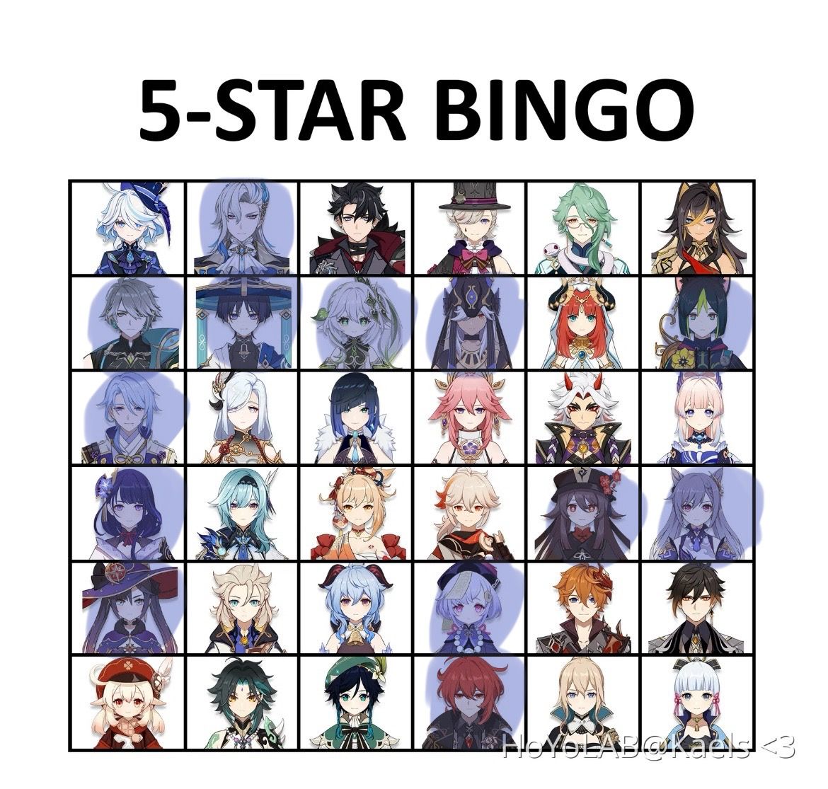 5* Bingo Genshin Impact | HoYoLAB