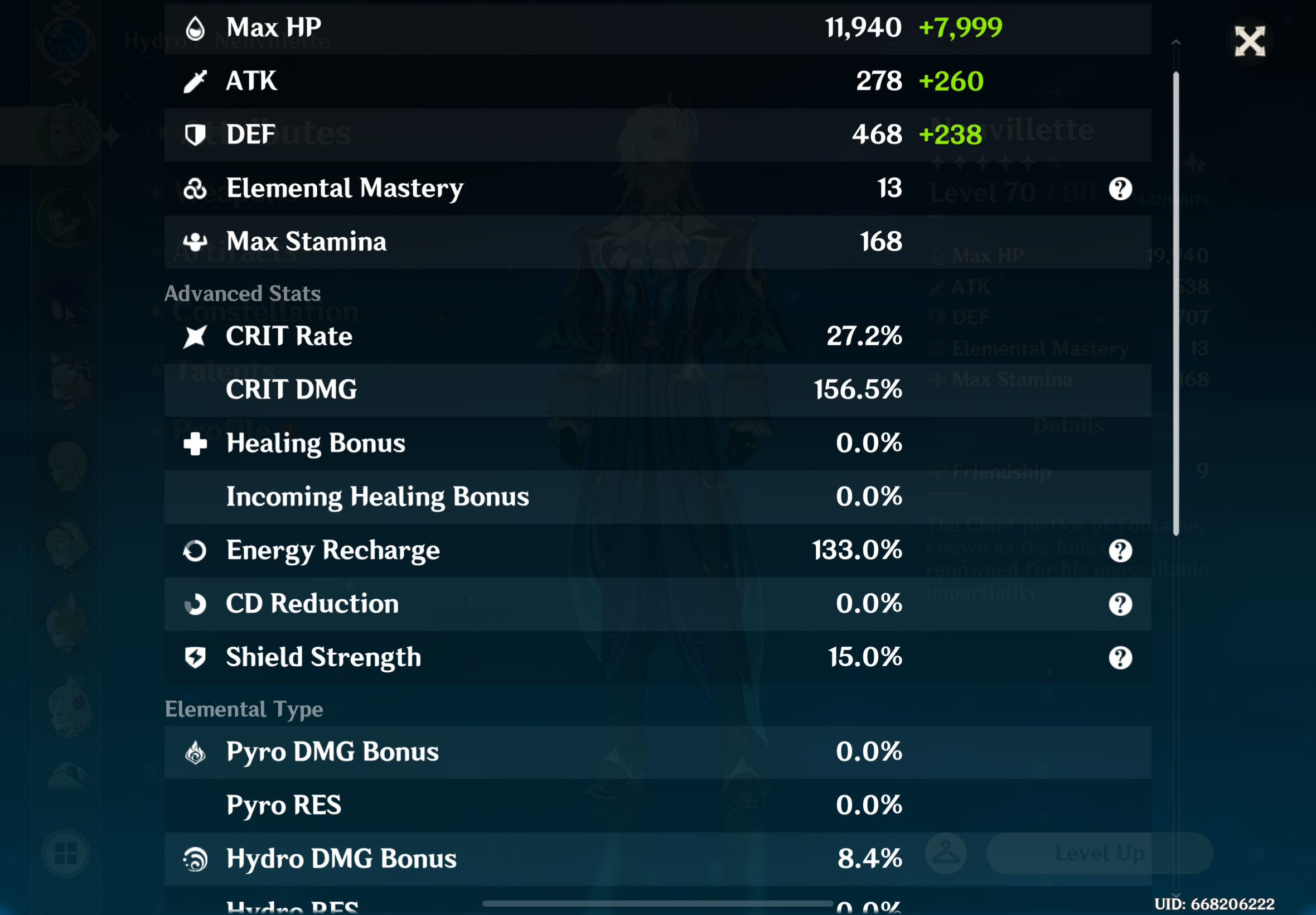 My Neuvillette’s stats! Genshin Impact | HoYoLAB