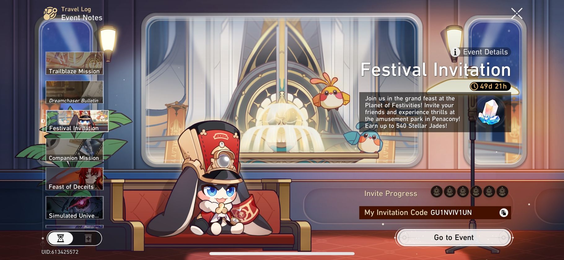 Festival Invitation Code Honkai Event Honkai: Star Rail | HoYoLAB