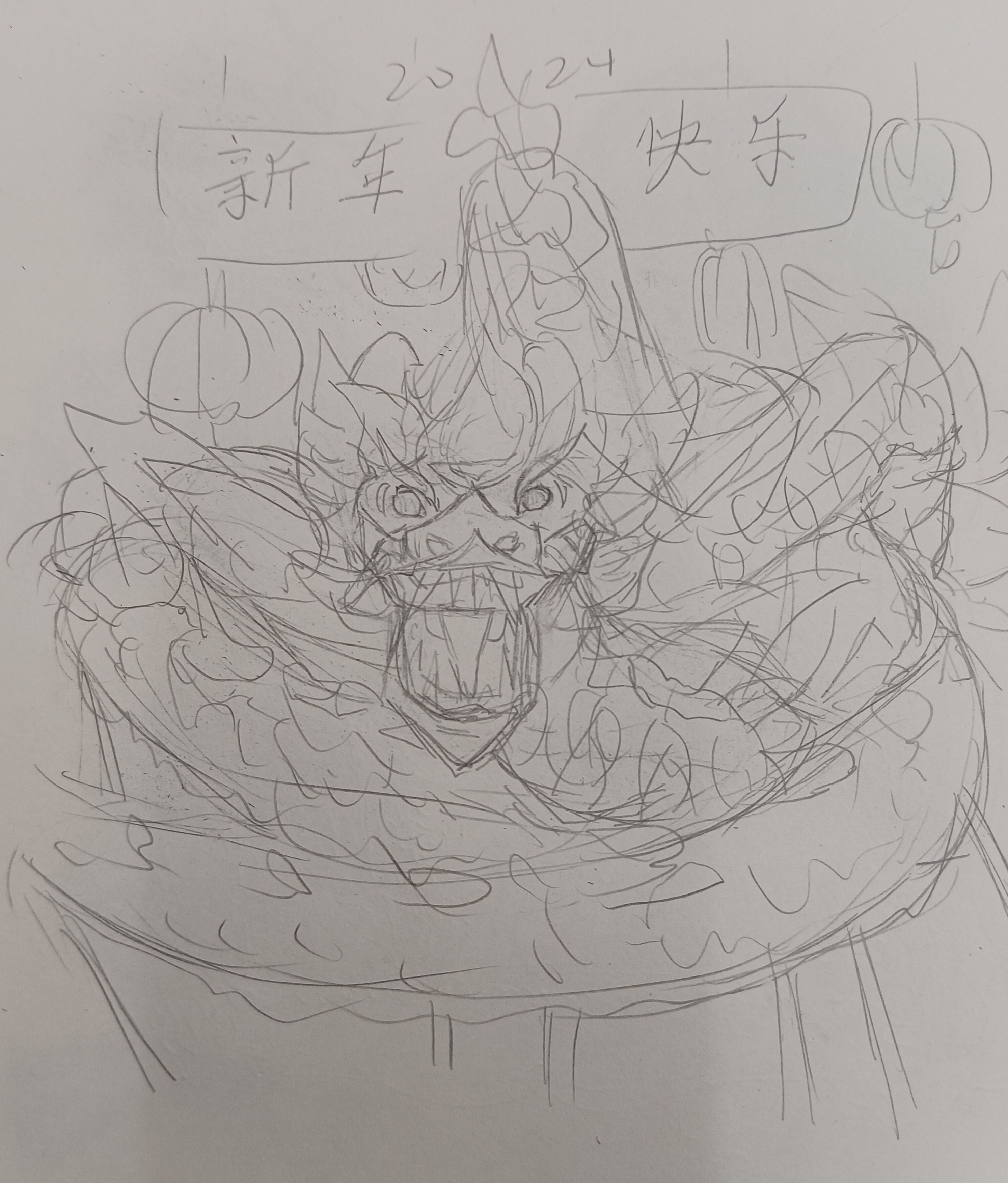WIP of my New Year's Morax Dragon Dance drawing for Chinese New Year ...
