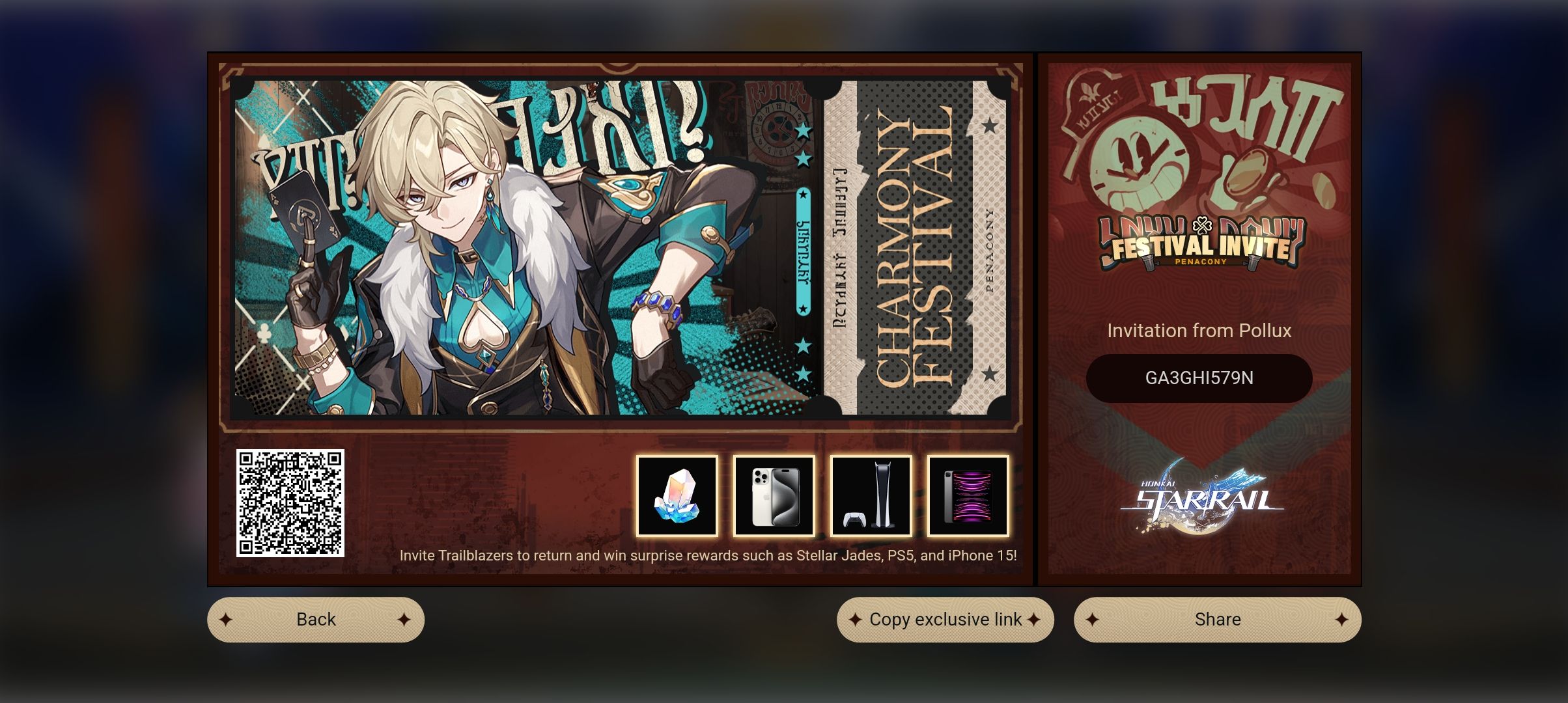 Invite code Honkai: Star Rail | HoYoLAB