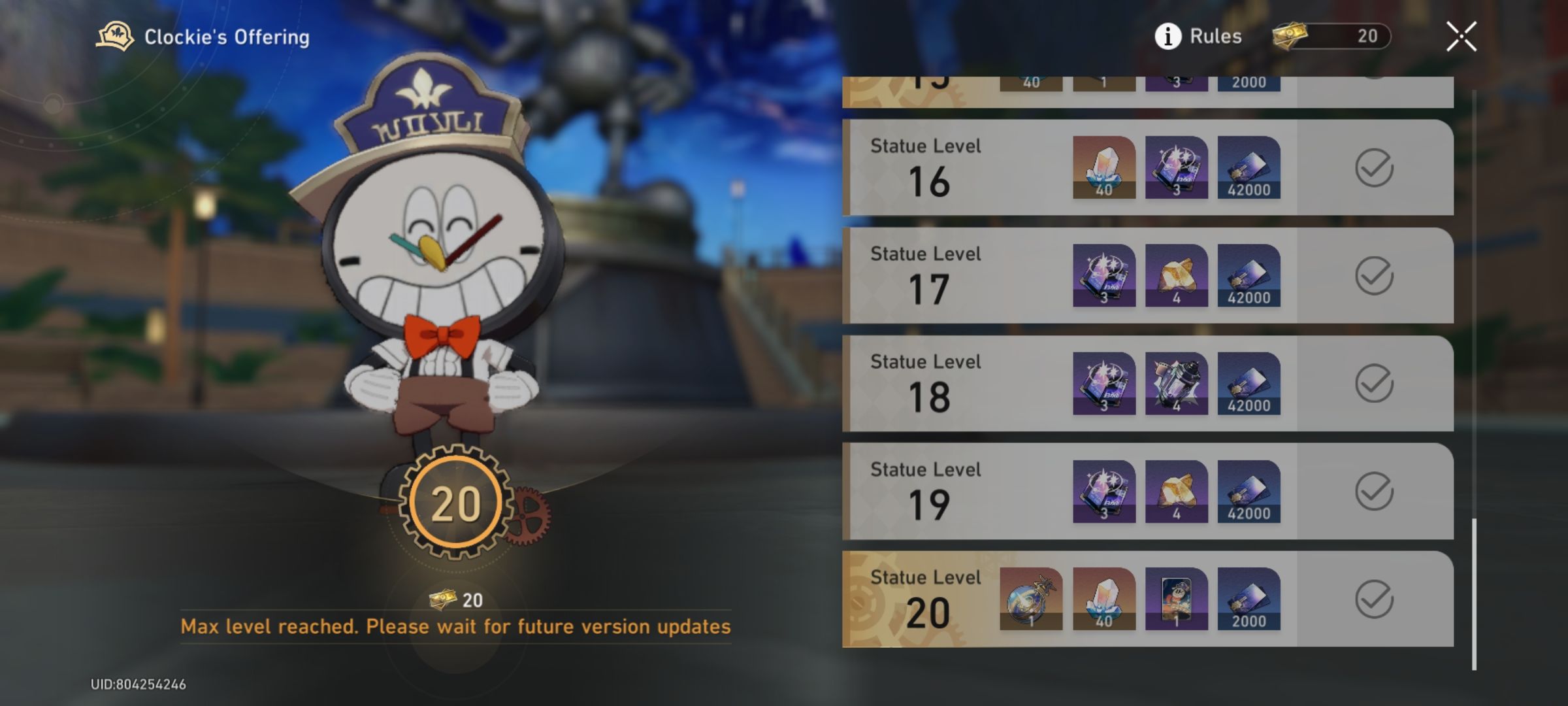 Finished collection of 20 levels for Clockie!!! Honkai: Star Rail | HoYoLAB