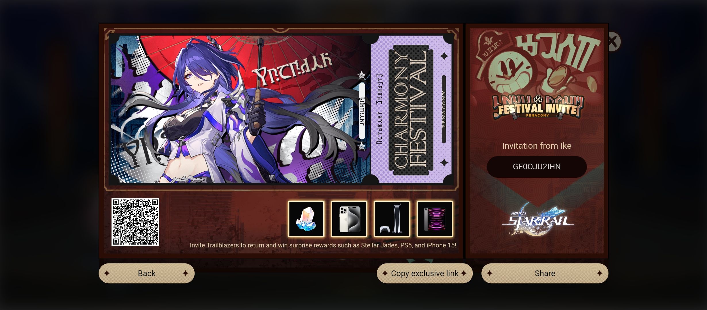 Help me out by using my invitation code! Honkai: Star Rail | HoYoLAB