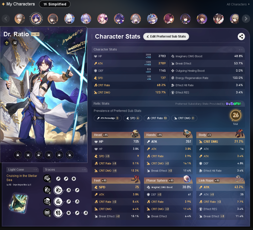 is this a good build for Dr. Ratio? Honkai: Star Rail | HoYoLAB