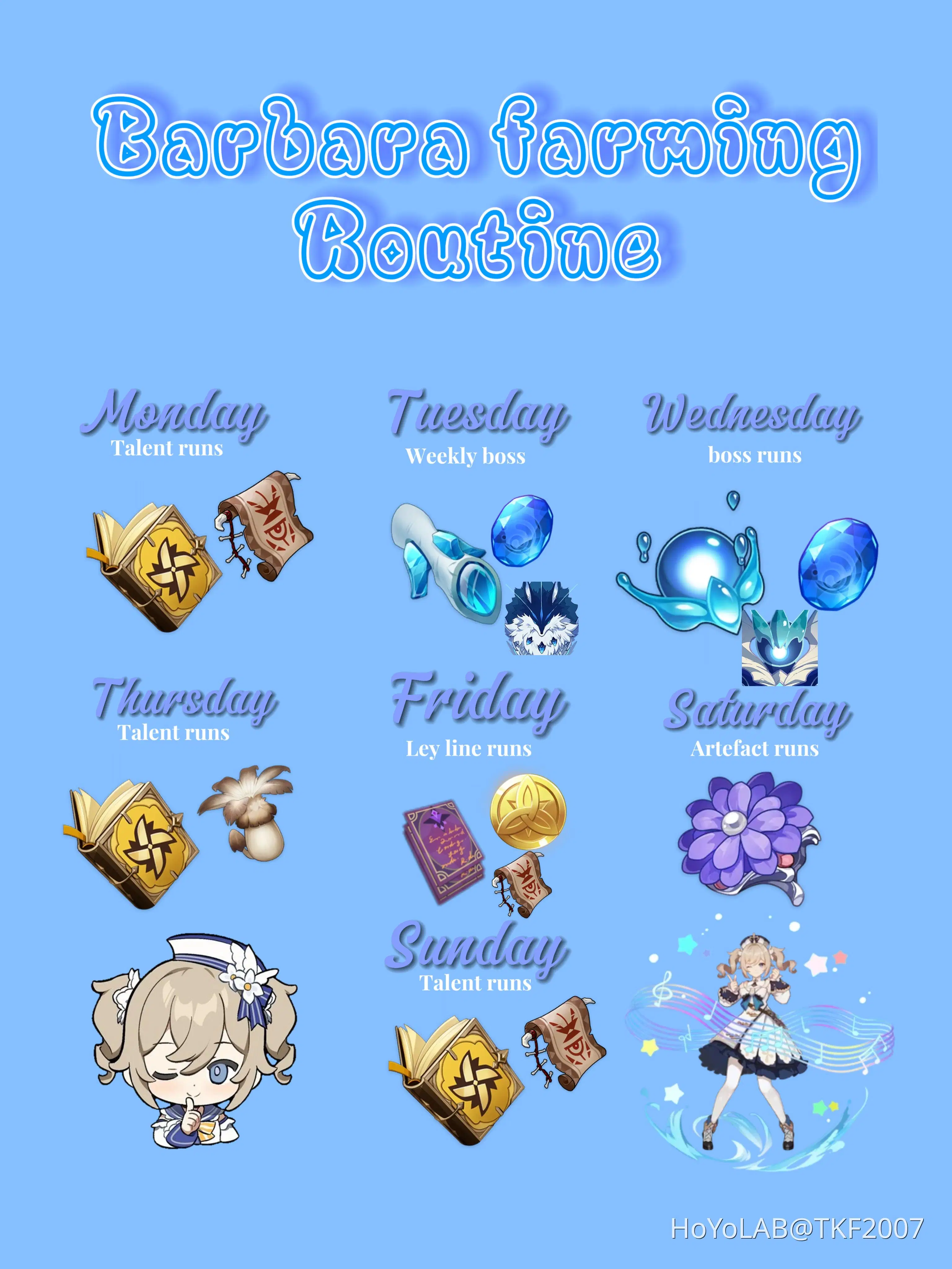 Barbara - farming routine Genshin Impact | HoYoLAB