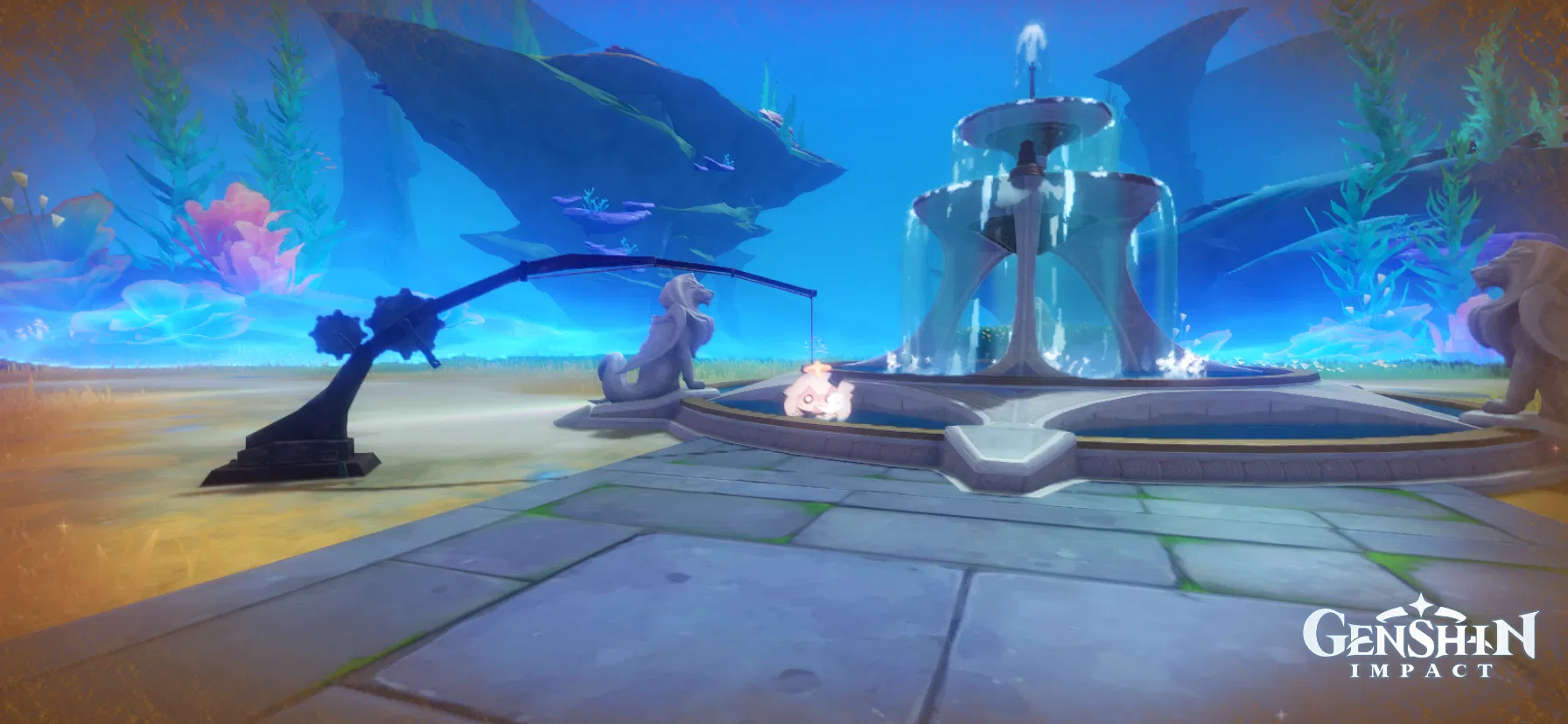 I could not help myself. Paimon a kite and the fountain fishing device ...