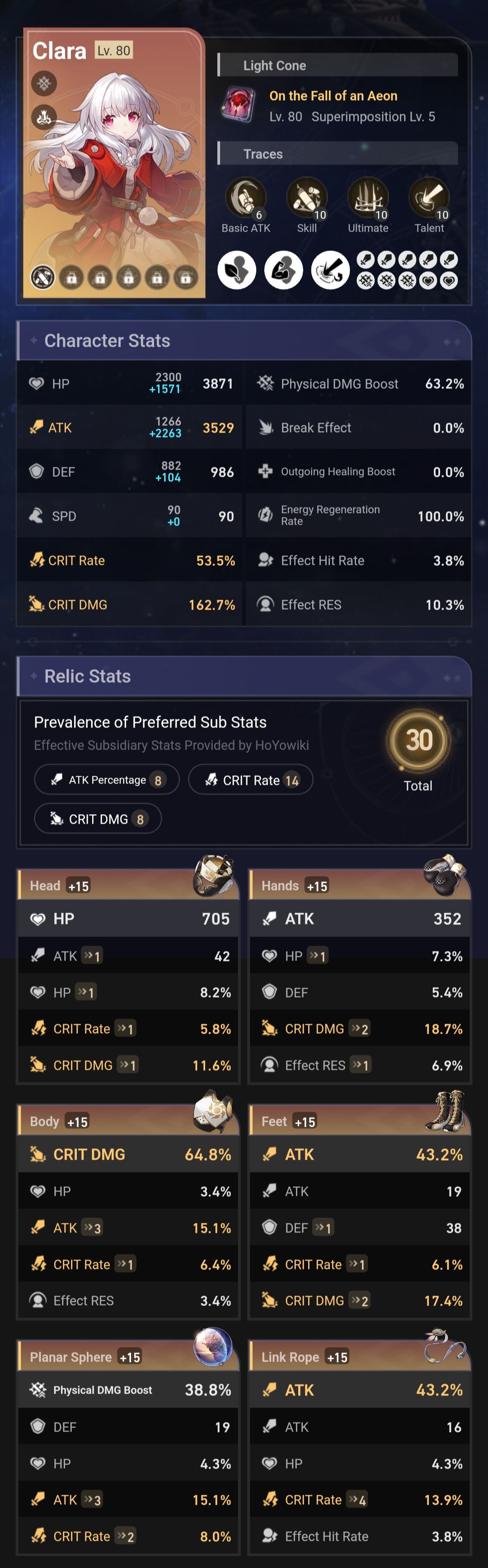 My clara build Honkai: Star Rail | HoYoLAB