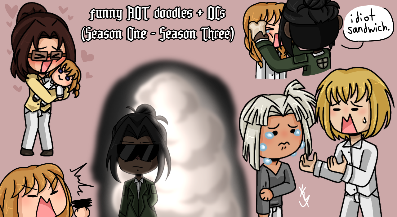 Silly doodles of my AOT OCs with canon characters | HoYoLAB