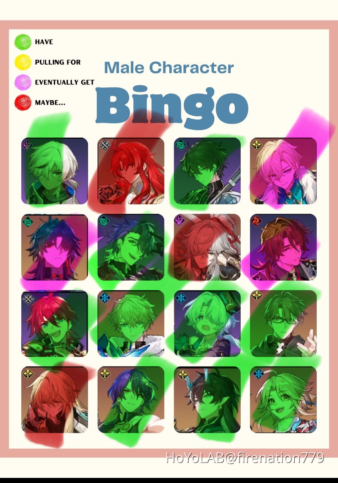 I did a thing male character bingo Honkai: Star Rail | HoYoLAB