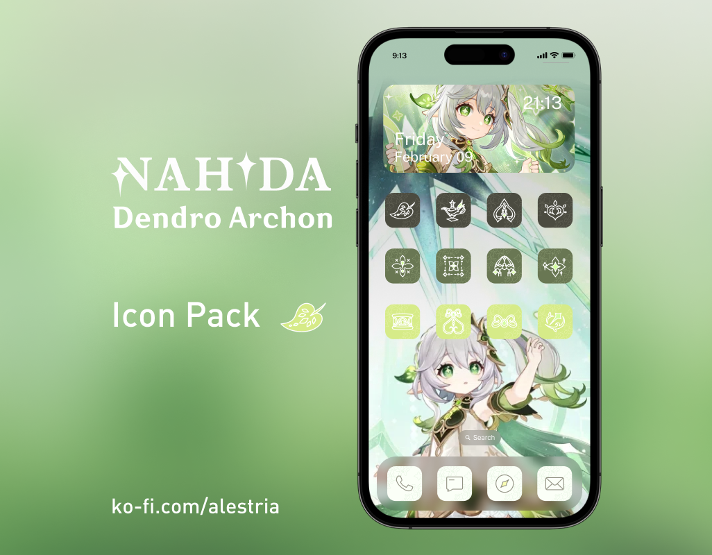 🌼 Embrace the magic of Nahida in Genshin Impact! 🌼 Custom App Icon Pack ...