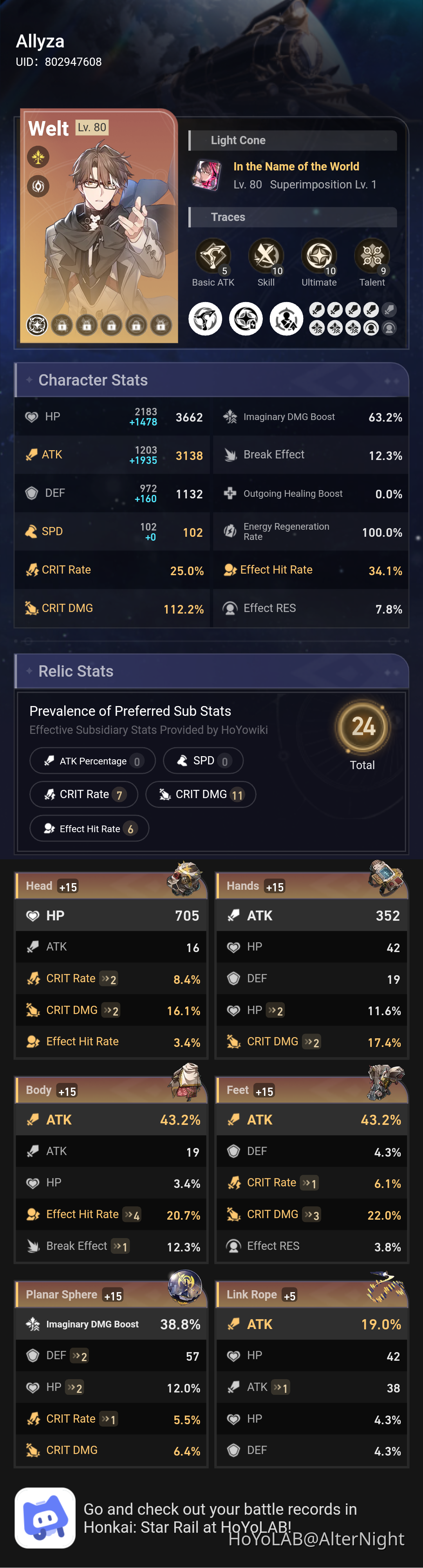 my Welt Build progress Honkai: Star Rail | HoYoLAB