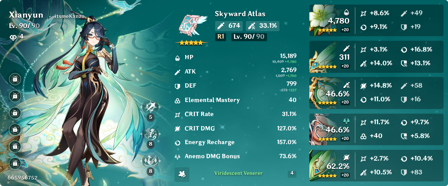 my Xianyun build... Genshin Impact | HoYoLAB