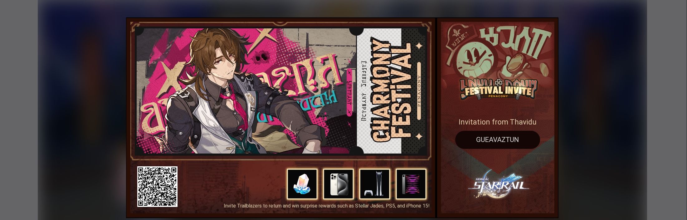 Festival Invite code for those that need it Honkai: Star Rail | HoYoLAB