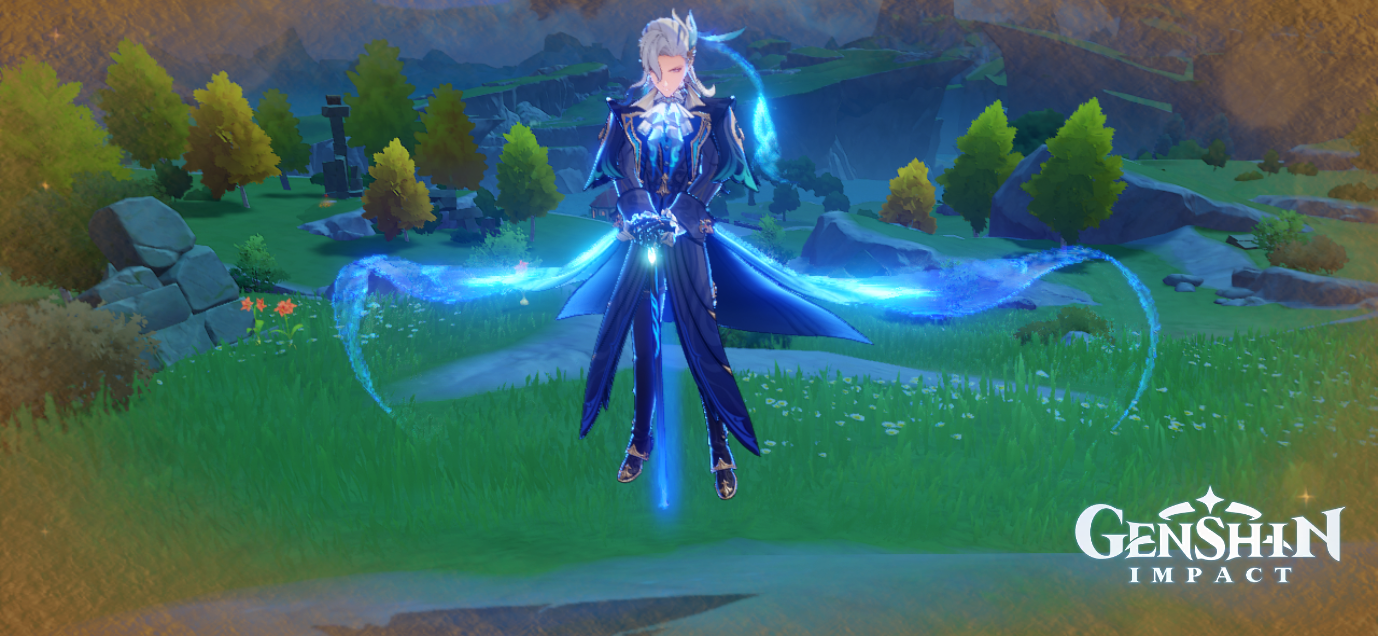 1. pic: neuvilettes burst in co-op / 2. neuv and bennet having...fun ...