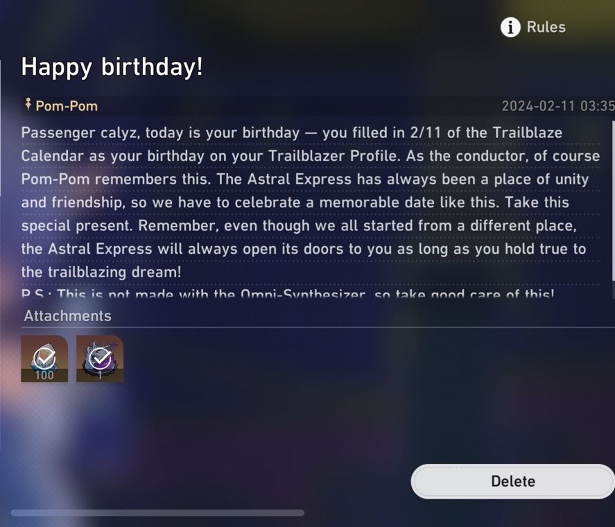 Birthday gifts from HSR Honkai: Star Rail | HoYoLAB