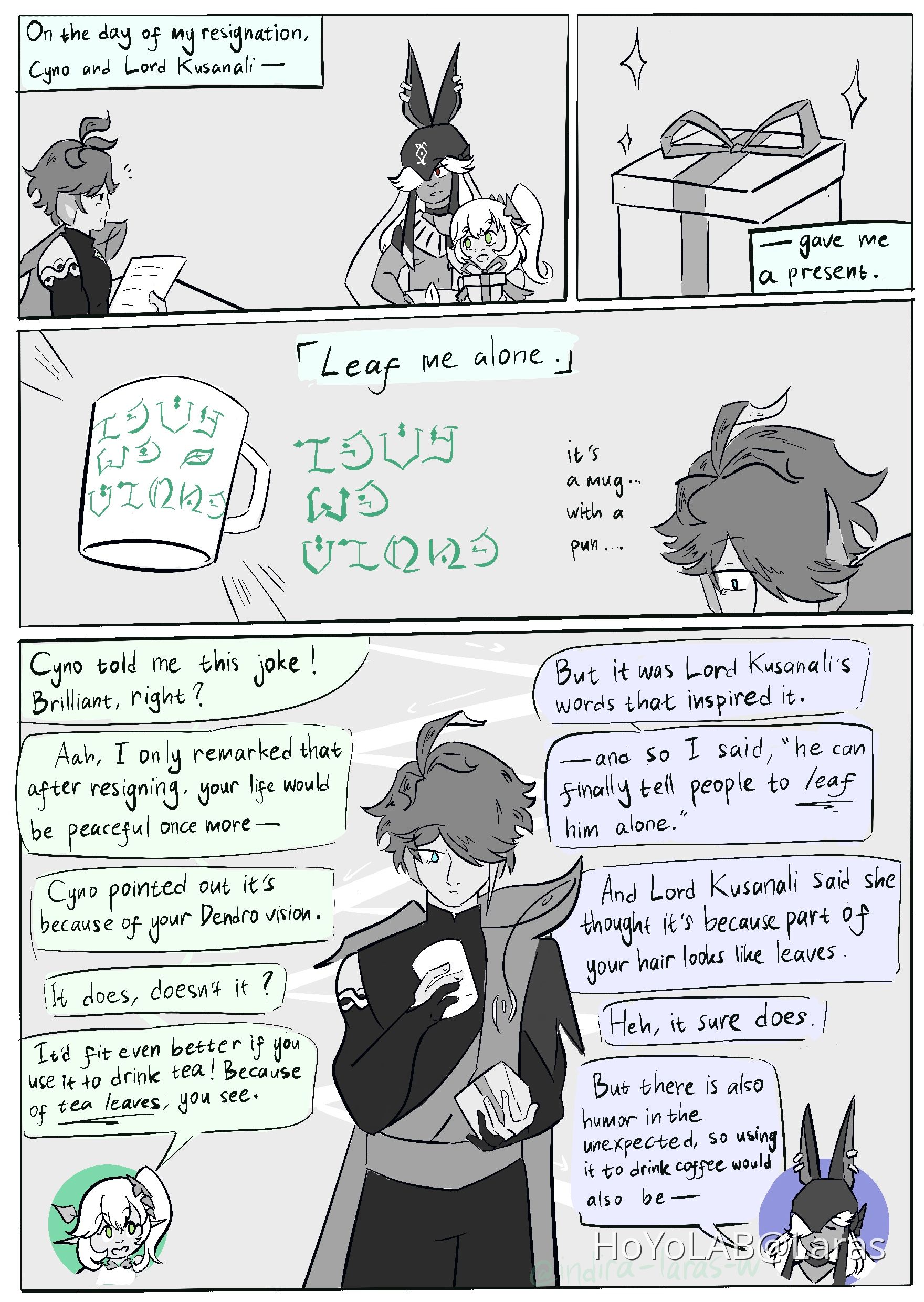 mug | Alhaitham comic (feat. Cyno and Nahida) Genshin Impact | HoYoLAB