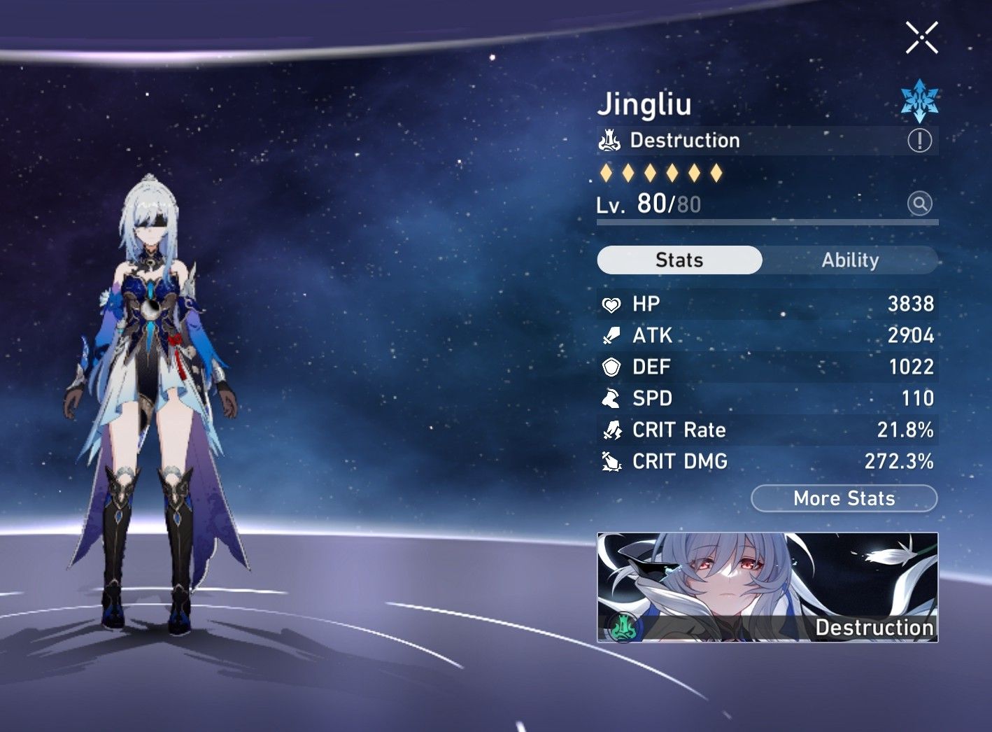 My Jing Liu stats!!! ( still need to get the right planet and rope ...