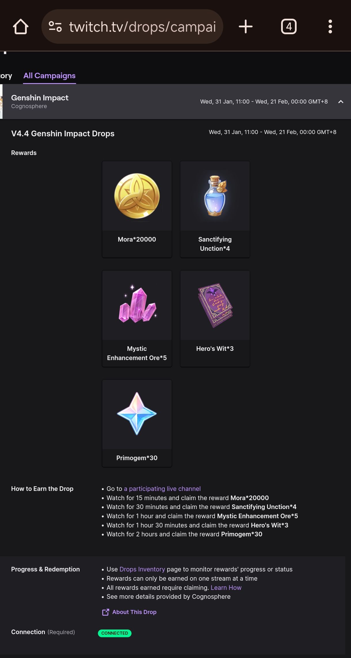 Twitch v4.4 Genshin Impact Drops Genshin Impact | HoYoLAB