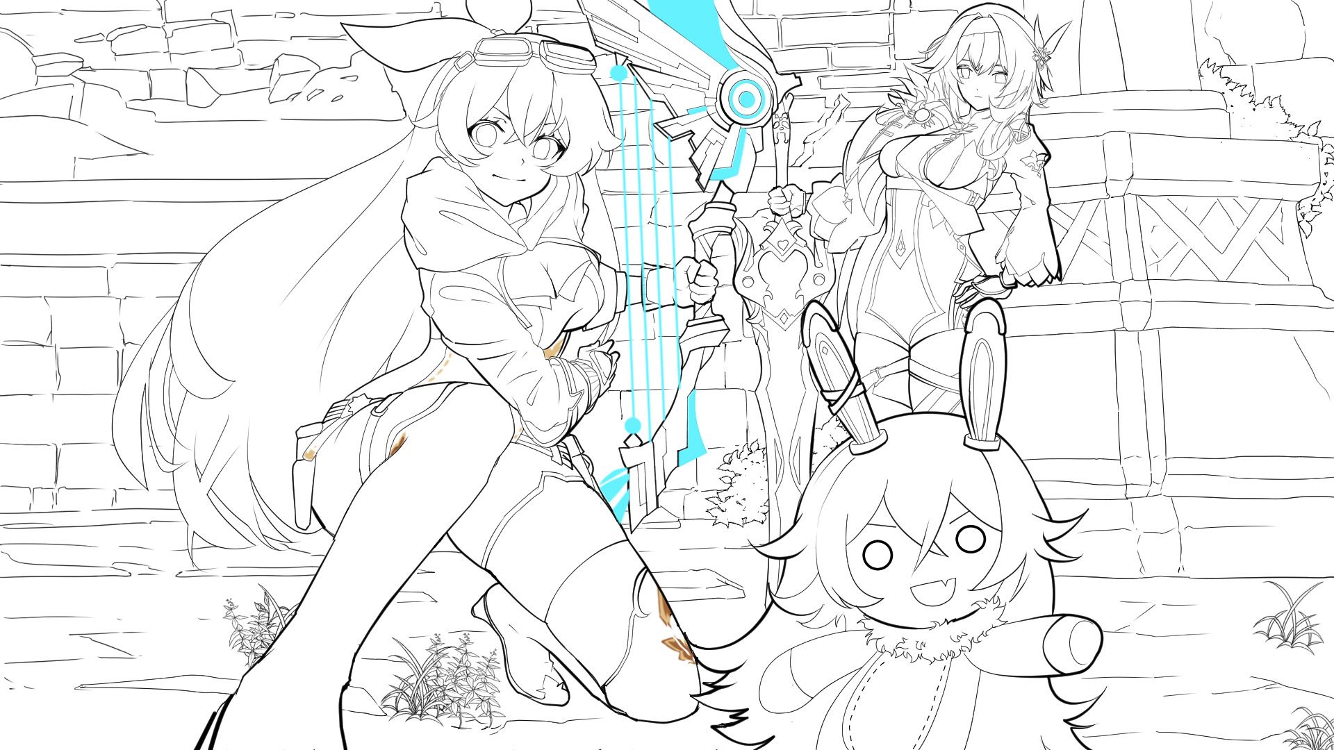 Amber & Eula Fanart Lineart done work in progress Genshin Impact | HoYoLAB