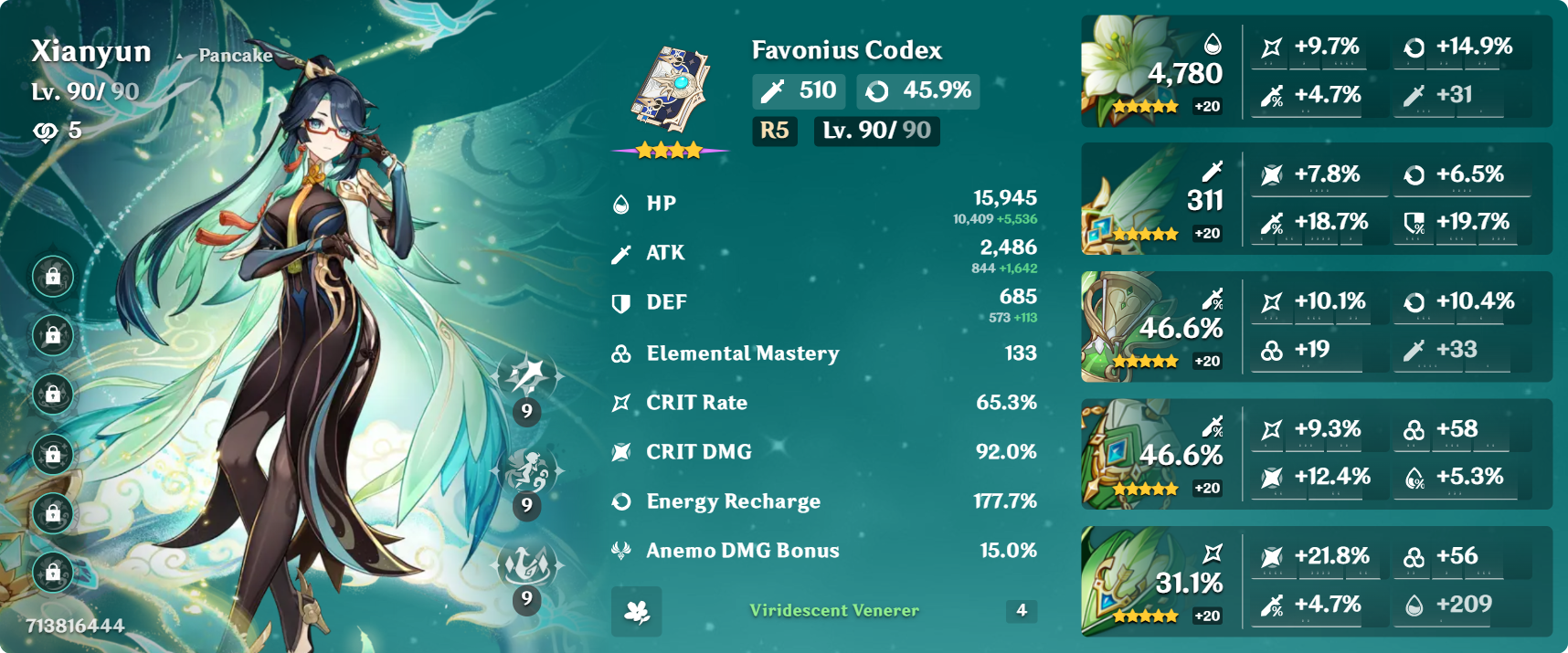 My Xianyun build so far Genshin Impact | HoYoLAB