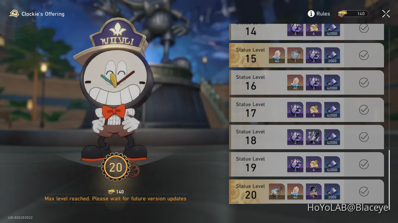 Clockie Statue Lv.20! Honkai: Star Rail | HoYoLAB