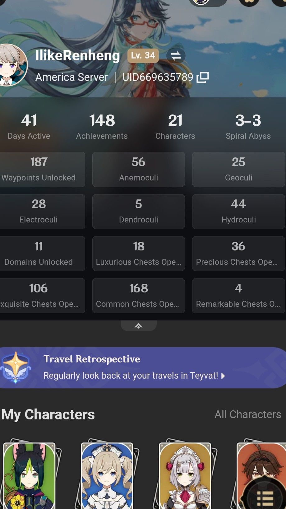 my progress (f2p) Genshin Impact | HoYoLAB