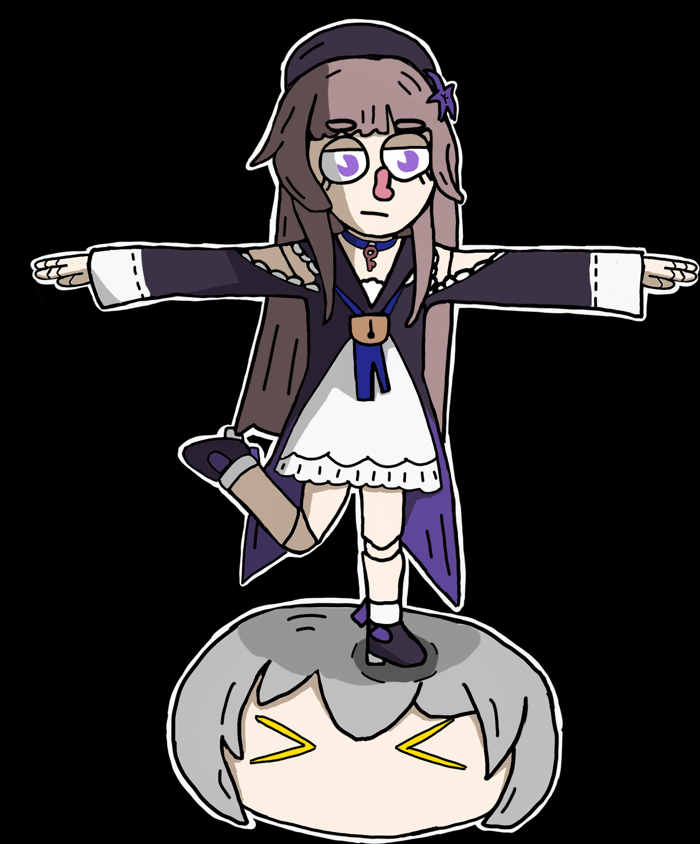 Herta t-posing/balancing on top of Trailblazer slime Honkai: Star Rail ...