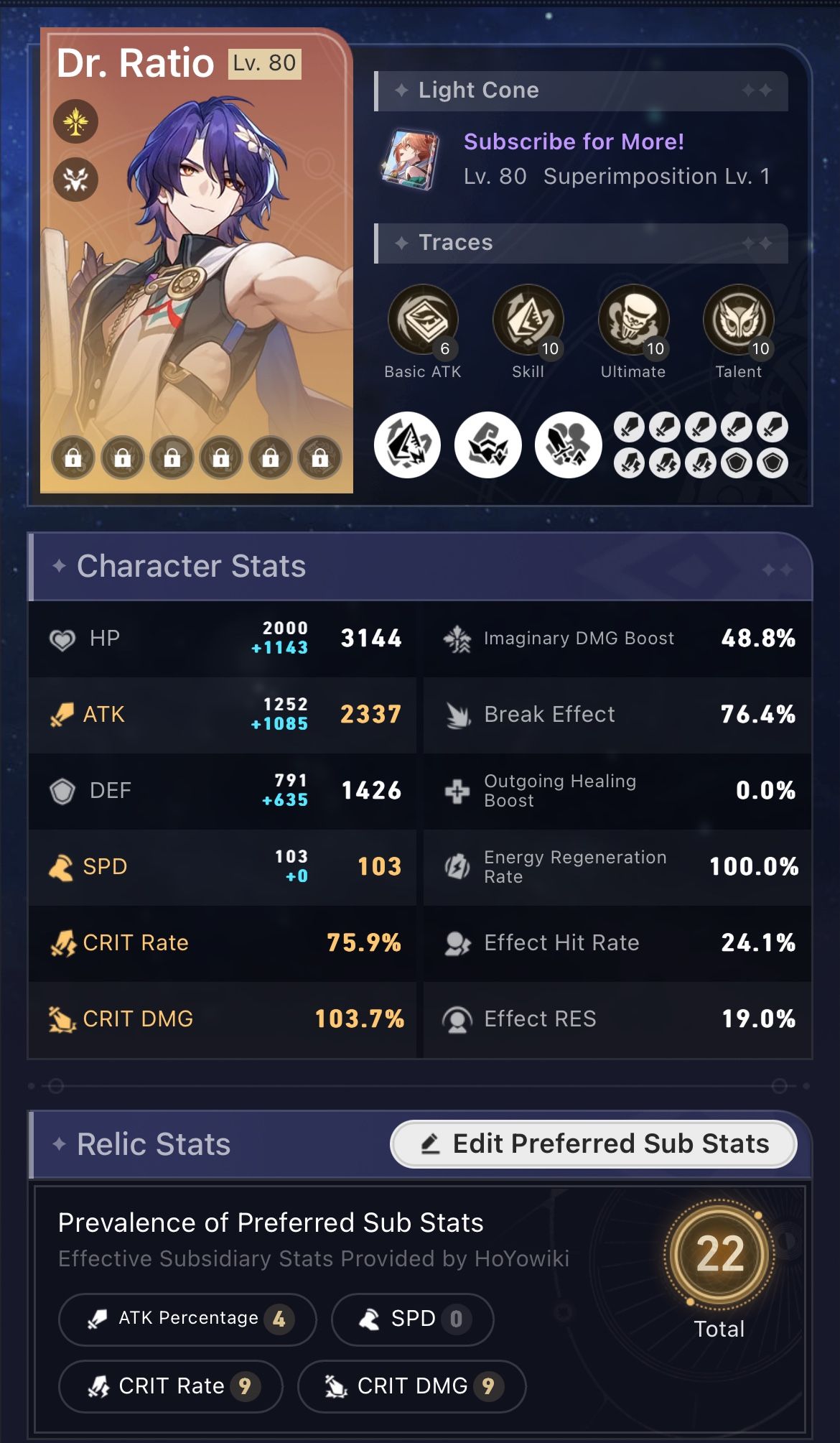 My Dr Ratio build Honkai: Star Rail | HoYoLAB